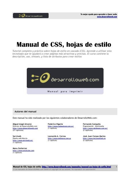 Manual de CSS, hojas de estilo