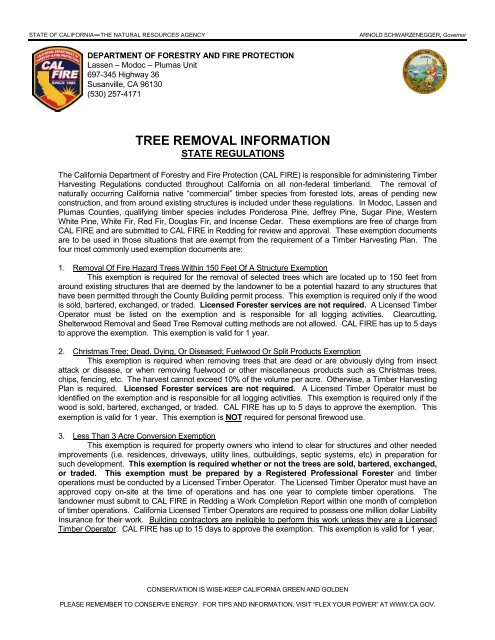 TREE REMOVAL INFORMATION - Plumas County Fire Safe Council