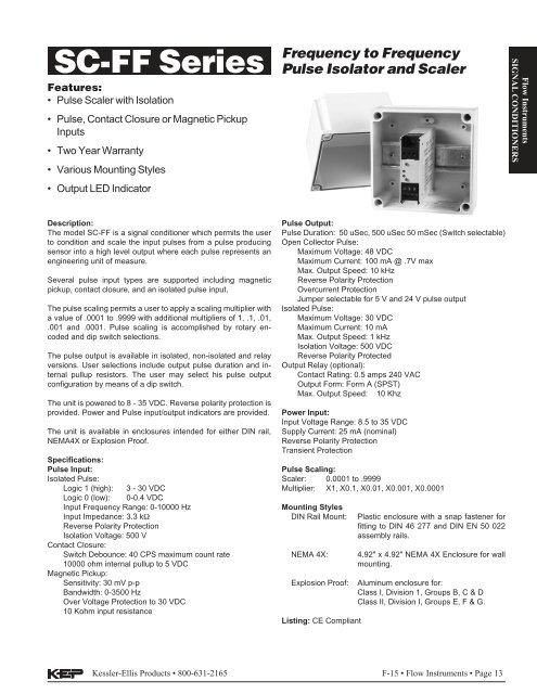 KEP SC-FF Series Signal Conditioner Datasheet PDF - Instrumart