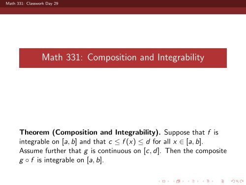 Integrability of Composite Functions Power Point