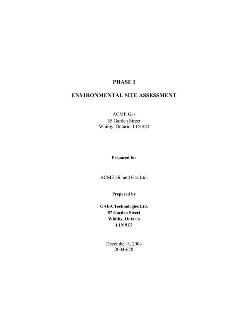 ASTM Phase I ESA Report - GAEA Technologies