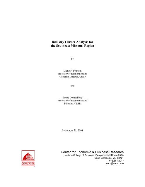 Industry Cluster Analysis for - Southeast Missouri State University