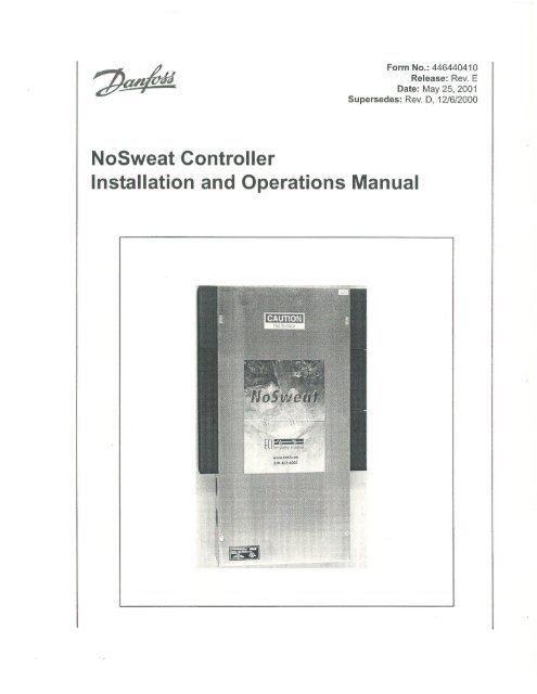 Danfoss No Sweat Controller Manual - icemeister.net