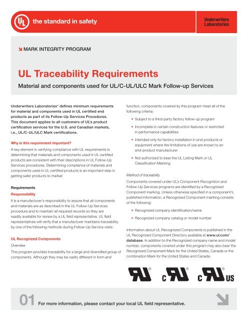 UL Traceability Requirements