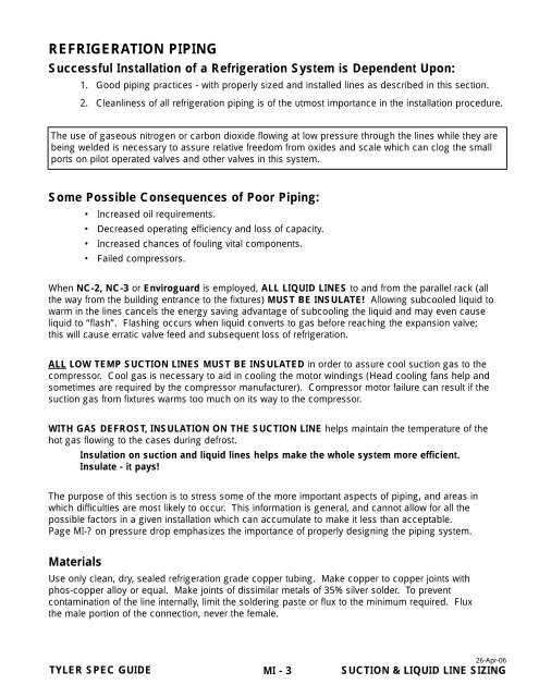 Sizing Suction & Liquid S