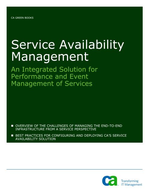 Service Availability Management - SupportConnect