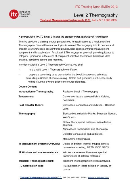 ITC Course Level 2 - Test and Measurement Instruments CC