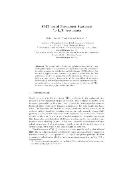 SMT-based Parameter Synthesis for L/U Automata
