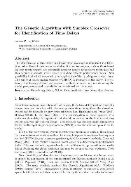 The Genetic Algorithm with Simplex Crossover for Identification of ...