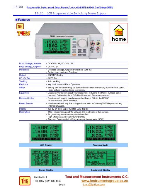 P6100 30V / 3A Programmable Power Supply. - Test and ...