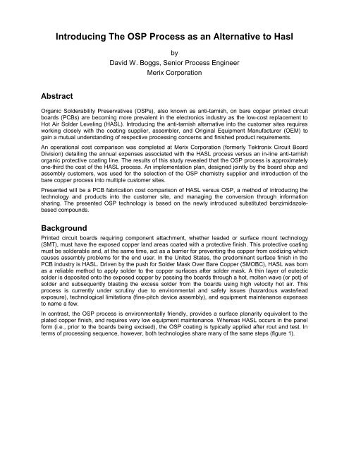 Introducing The OSP Process as an Alternative to Hasl - DDM ...