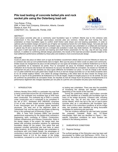 Pile load tests using O-Cell