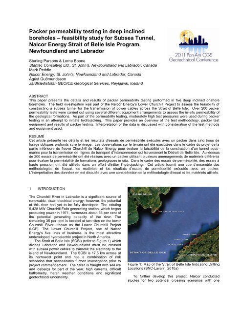 Packer permeability testing in deep inclined boreholes ...The ...