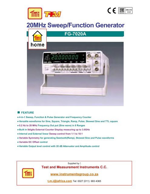 FG-7020A Specifications.pdf - Test and Measurement Instruments CC