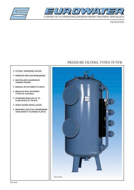 Pressure filters, types TF/TFB