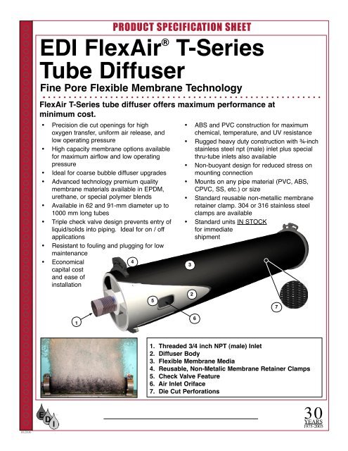 EDI FlexAirÂ® T-Series Tube Diffuser - Hyxo