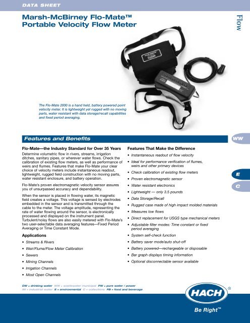 Marsh-McBirney Flo-Mateâ ¢ Portable Velocity Flow Meter
