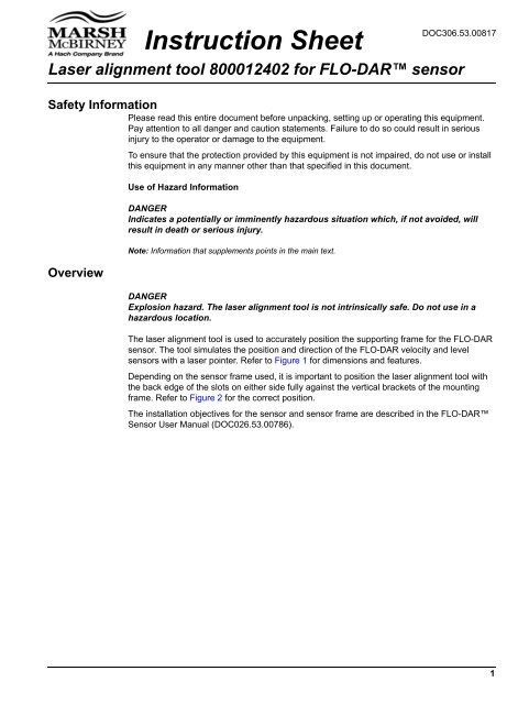 Instruction Sheet - Laser alignment tool for Flo-Dar - Hachflow