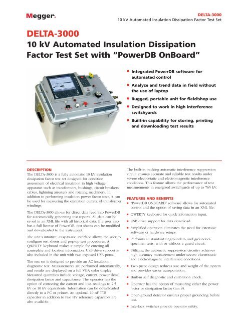 DELTA-3000 10 KV Automated Insulation Dissipation ... - Surgetek
