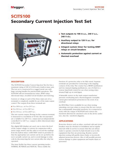 SCITS100 Secondary Current Injection Test Set - Unitronics Electric
