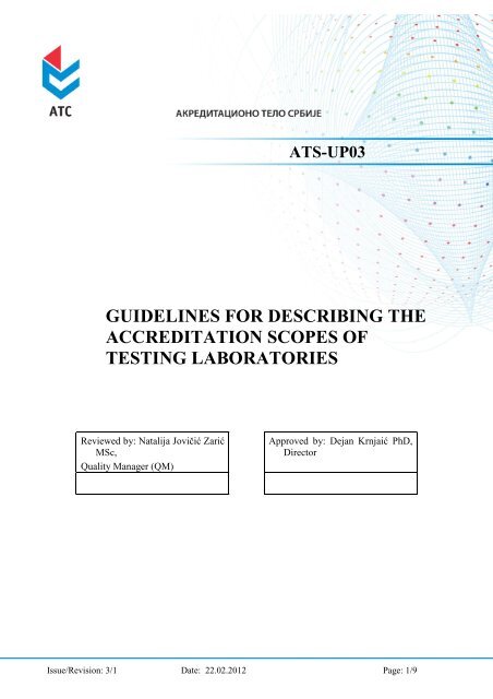 Guidelines for describing the accreditation scope of testing ...