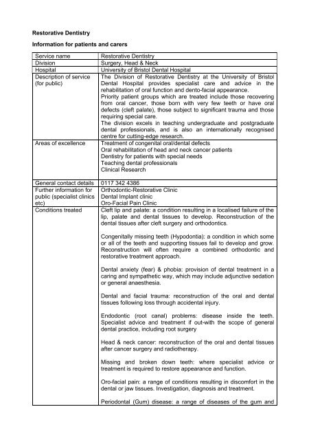 Restorative Dentistry.pdf - United Bristol Healthcare NHS Trust
