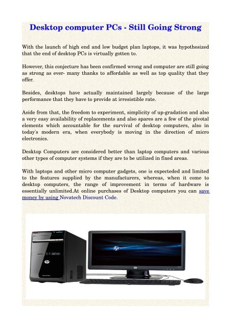 Desktop computer PCs ­ Still Going Strong