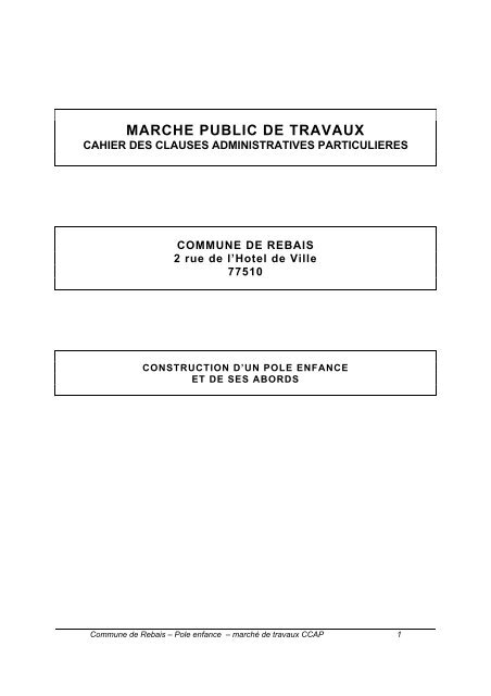 Cahier des Clauses Administratives ParticuliÃ¨res