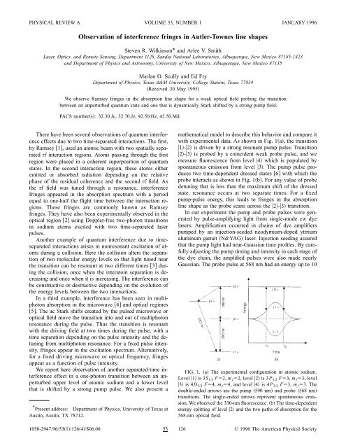 Observation of interference fringes in Autler-Townes line shapes