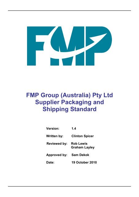 FMP Supplier Packaging and Shipping - Bendix