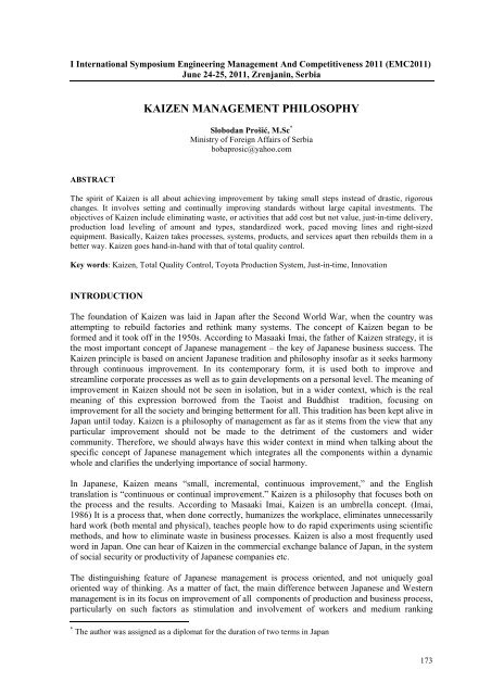 KAIZEN MANAGEMENT PHILOSOPHY