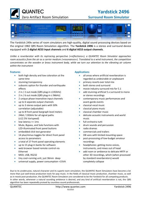 Quantec Yardstick 2496 Brochure - PDF - Aspen Media.