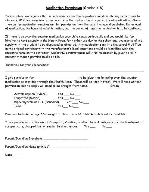 Medication Permission Form