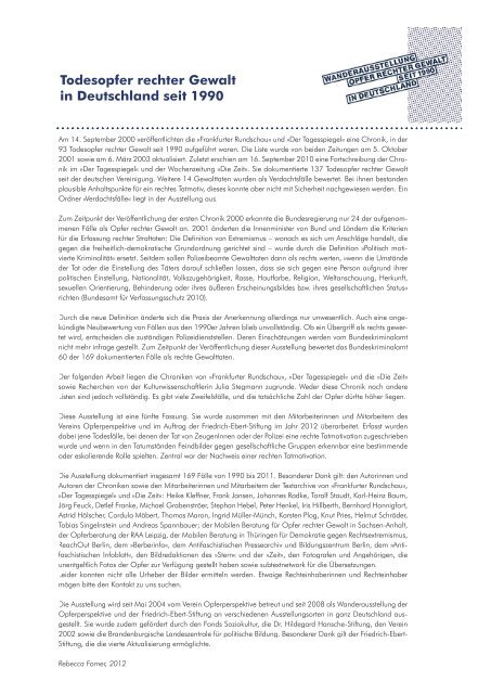 Todesopfer rechter Gewalt in Deutschland seit 1990