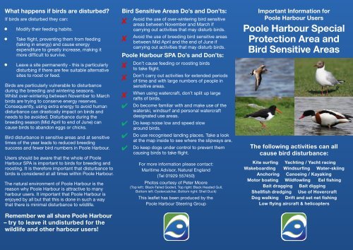 Bird Sensitive Areas leaflet - Poole Harbour Commissioners