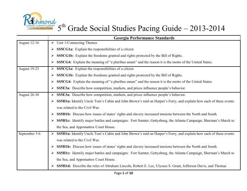 5 Grade Social Studies Pacing Guide â 2013-2014 - Rcboe.org