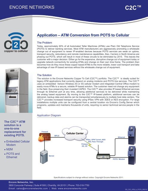 ATM Conversion from POTS to Cellular - Encore Networks