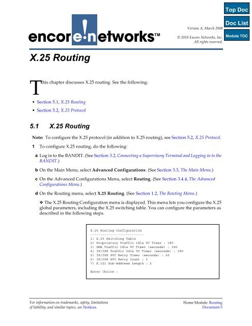 Routing: X.25 Routing - Encore Networks