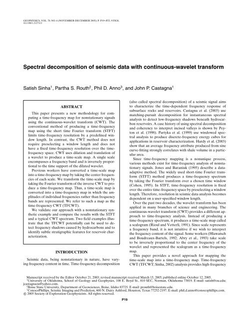 Spectral decomposition of seismic data with ... - Sigmacubed.com