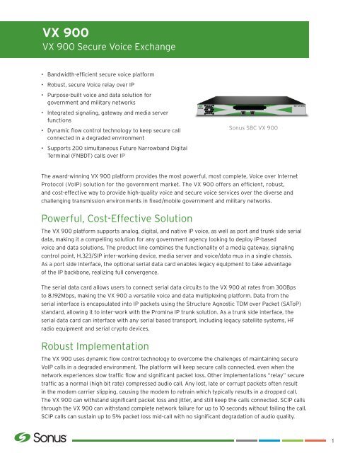 VX 900 - Sonus Networks