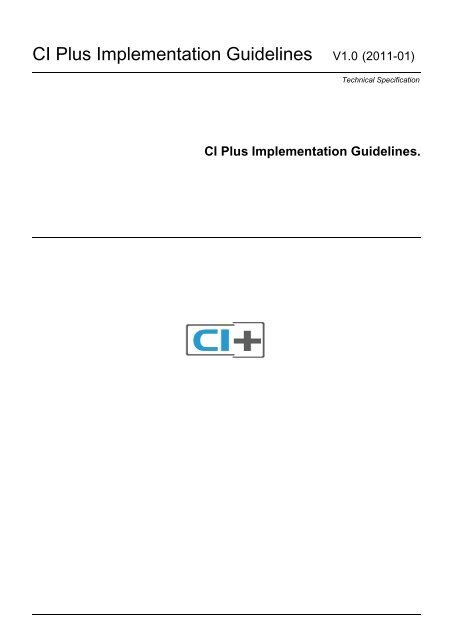 CI Plus Implementation Guidelines
