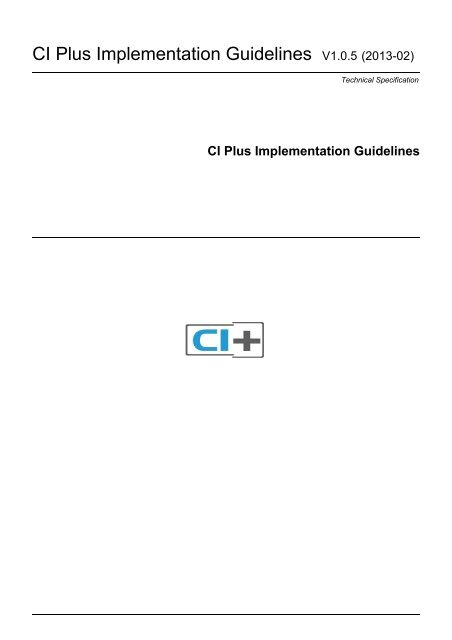 CI Plus Implementation Guidelines