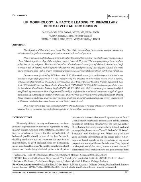 Lip morphology - Pakistan Oral and Dental Journal - PODJ