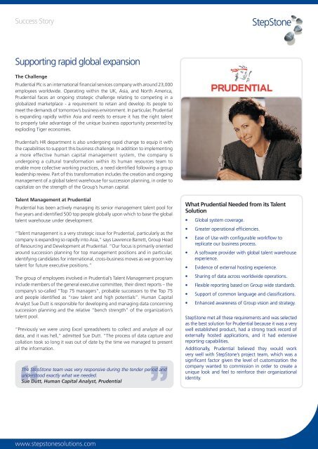 StepStone Case Study "Prudential" - Lumesse