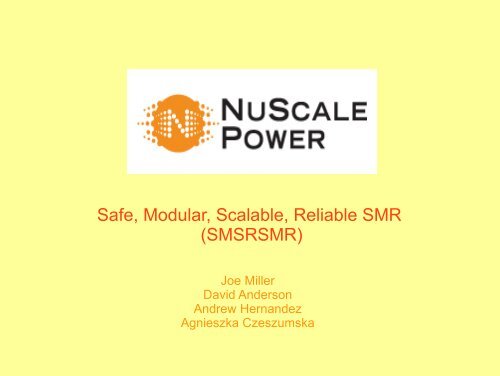 Safe, Modular, Scalable, Reliable SMR (SMSRSMR) - Berkeley Nuclear ...