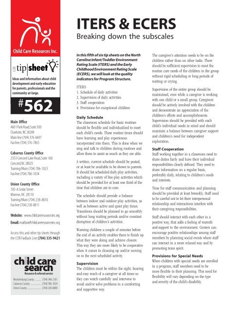 ITERS & ECERS - Child Care Resources