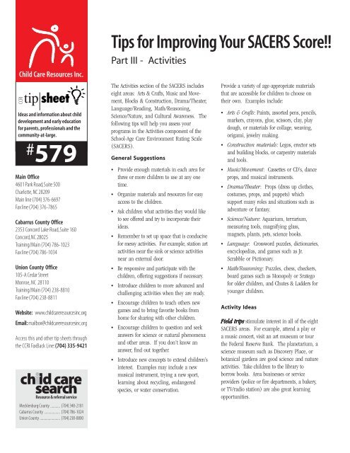 Tips for Improving Your SACERS Score!! - Child Care Resources