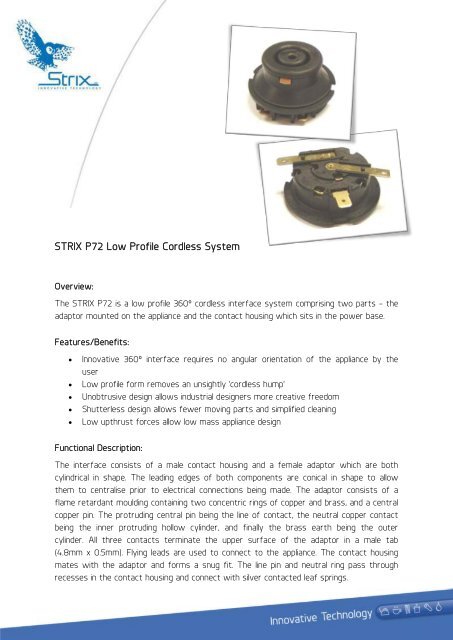 STRIX P72 Low Profile Cordless System - STRIX Limited