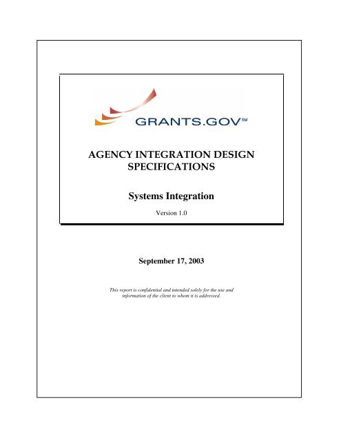 AGENCY INTEGRATION DESIGN SPECIFICATIONS ... - Grants.gov