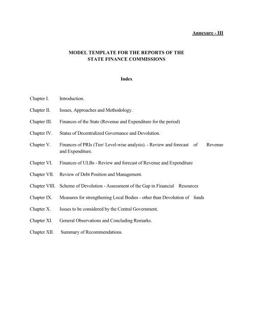 Model Template for the SFC reports. - State Finance Commission ...